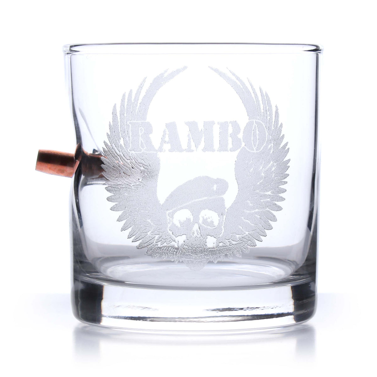 Rambo Bullet Etched Rocks Glass – Sly Stallone Shop