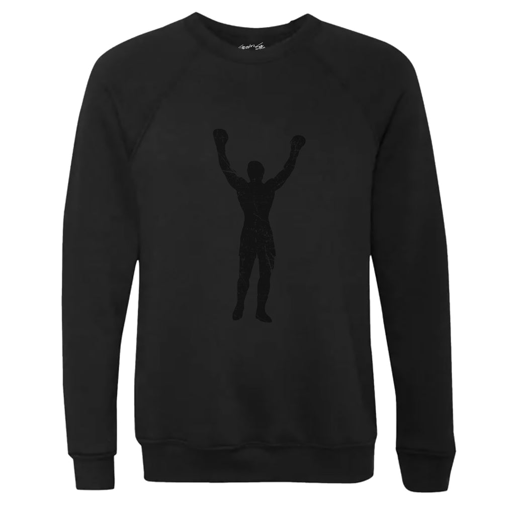 Rocky Statue Black Raglan Sweatshirt – Sly Stallone Shop