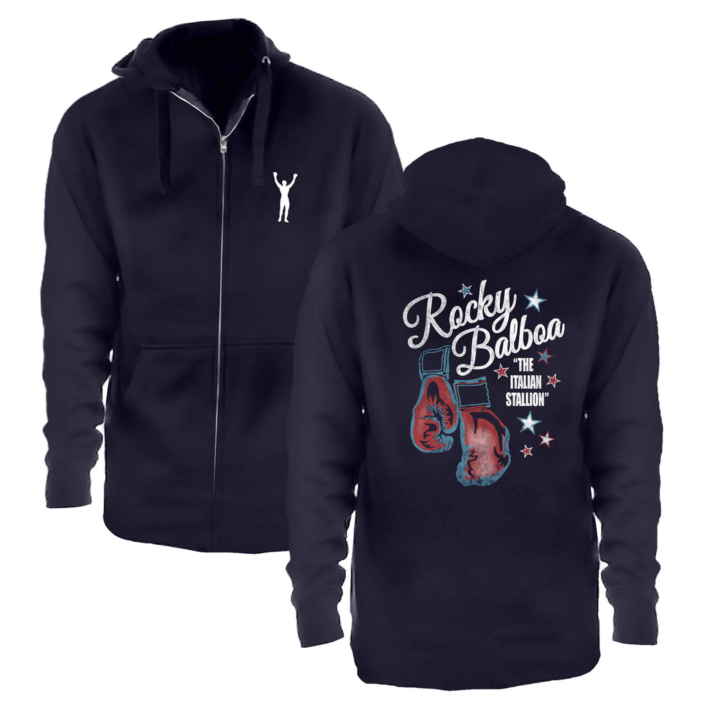 Rocky Balboa Navy Blue Zip Up Hoodie – Sly Stallone Shop