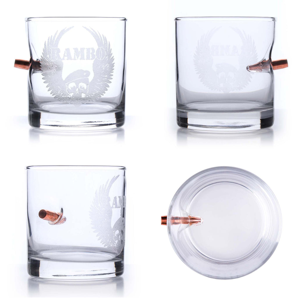 Rambo Bullet Etched Rocks Glass – Sly Stallone Shop